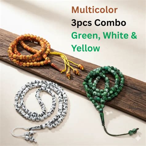 Multicolor 3pcs Combo Allah Tasbhi 100beds Green White And Yellow