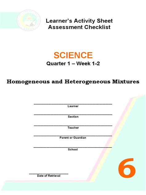 Understanding Homogeneous And Heterogeneous Mixtures An Assessment Of A Sixth Grade Science