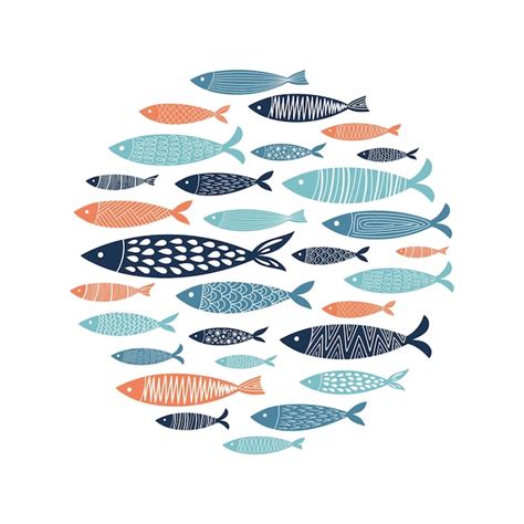 Premium Vector Vectors Of Handdrawn Fish In A Circular Arrangement