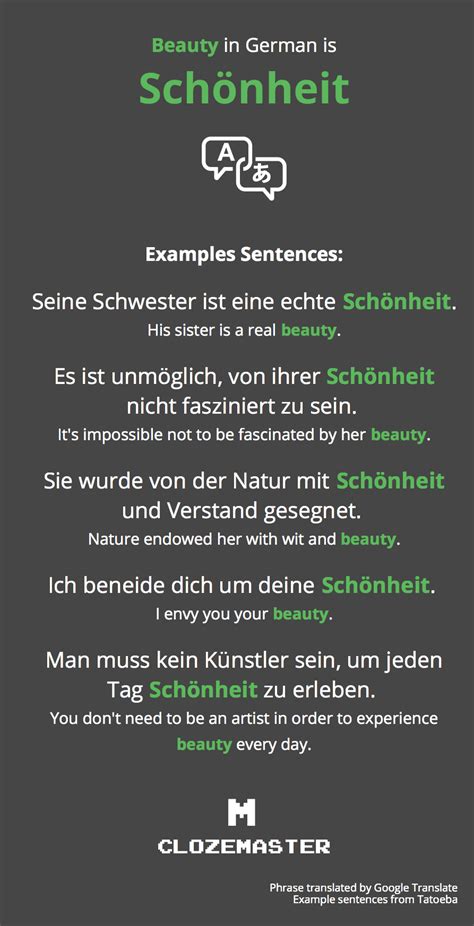 How To Say Beauty In German Clozemaster