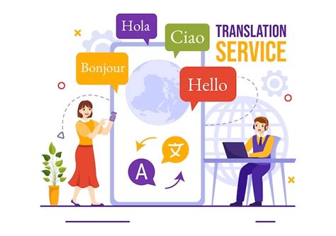Premium Vector Translator Service Illustration With Language