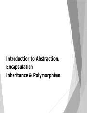 Introduction To Abstraction Encapsulation Inheritance And Course Hero