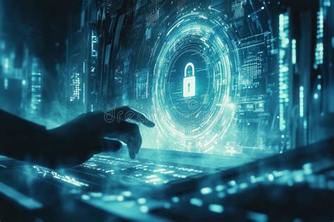 Cybersecurity Measures Showcase Digital Realm Infographic Display Futuristic Environment Close