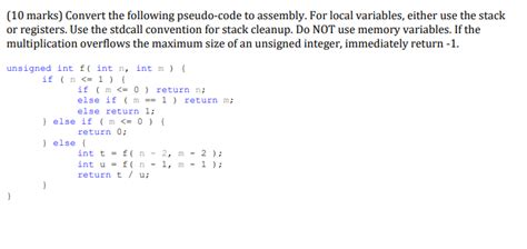 Solved Marks Convert The Following Pseudo Code To Chegg Com
