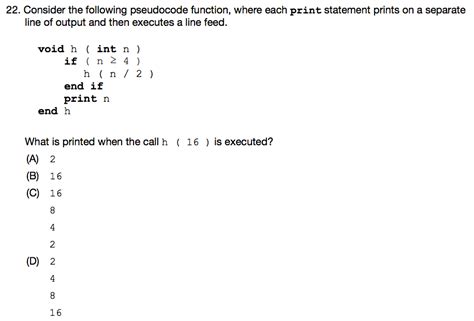 Computer Science What Is Printed When This Function Is Executed
