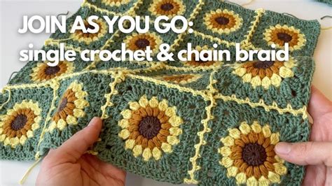 How To Connect Granny Squares Single Crochet And Chain Braid Easy Simple Quick And Beautiful