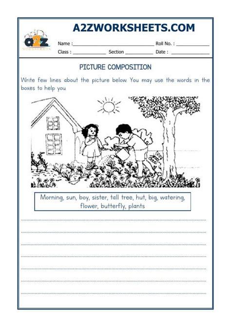 A2zworksheets Worksheet Of Class V Picture Composition 01 Writing English