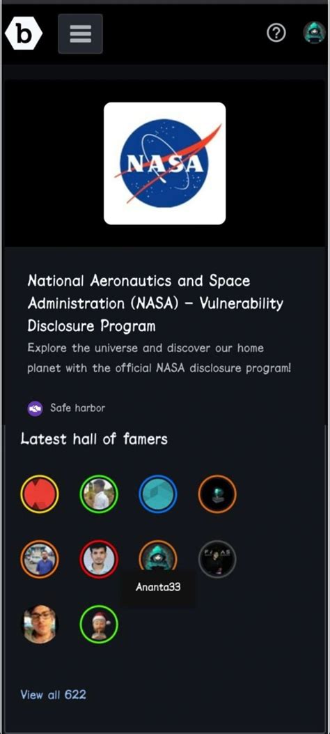 Hackers Nasa Cybersecurity Bugbounty Penetrationtesting Halloffame Bounty Redteaming