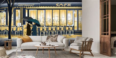 Decorazione Murale Con Passeggiata Sotto La Pioggia Wallsauce IT
