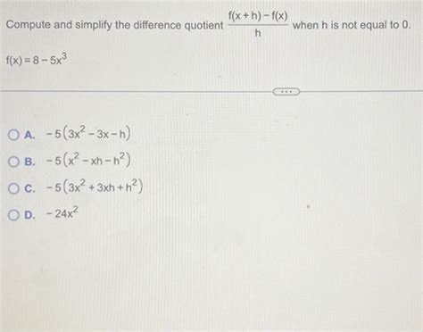 Solved Compute And Simplify The Difference Quotient