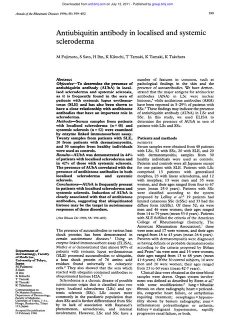 Pdf Antiubiquitin Antibody In Localised And Systemic Scleroderma