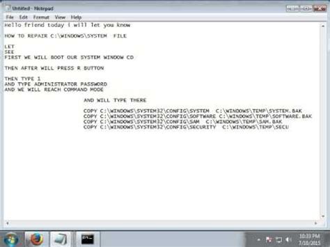 REPAIR WINDOW FILE C WINDOWS SYSTEM32 CONFIG SYSTEM YouTube