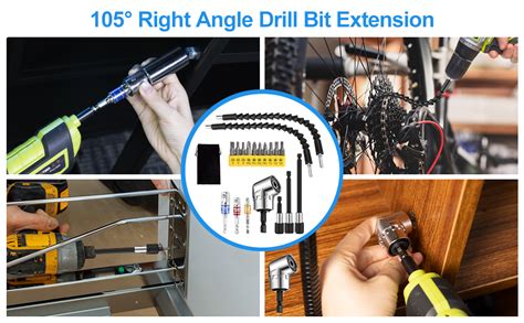 Katerk Flexible Drill Bit Extension Set Hex Shank Right Angle Drill