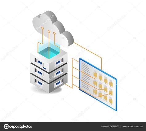 Isometric Flat Illustration Concept Data Storage Network Cloud Server