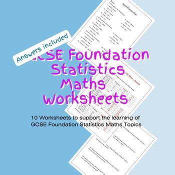 10 GCSE Foundation Maths Statistics Worksheets By Worksheet Whisperer