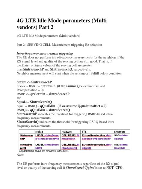 4g lte idle mode parameters multi vendors part 2 pdf 4 g