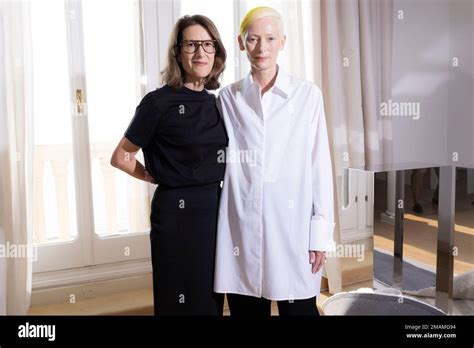 Tilda Swinton Right And Joanna Hogg Pose For Portrait Photographs For