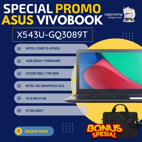 Jual Asus Vivobook X Series Intel Core I3 6100 4gb 1tb 156 Numerik