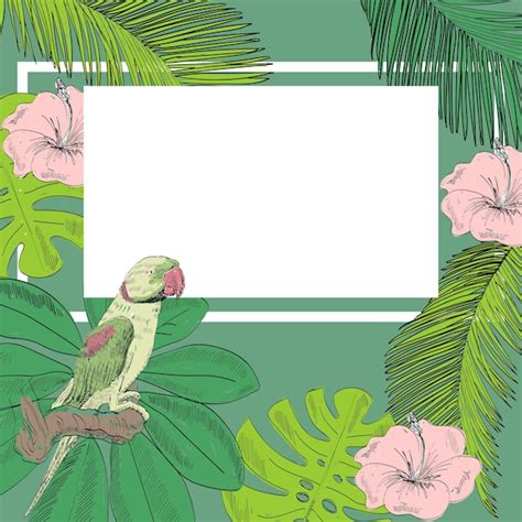 Premium Vector Tropical Vector Illustration With Parrot And Flowers