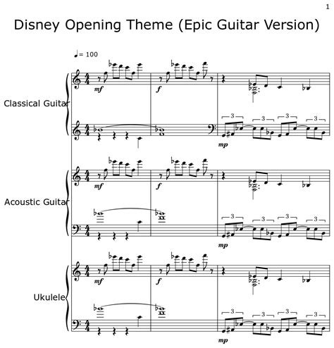 Disney Opening Theme Epic Guitar Version Sheet Music For Classical