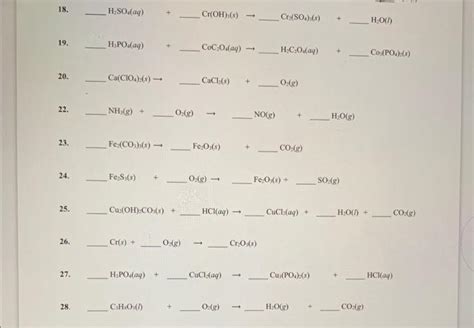 Solved 18 −h2so4 Aq Cr2 Oh 3 S → Cr2 So4 S H2o L 19