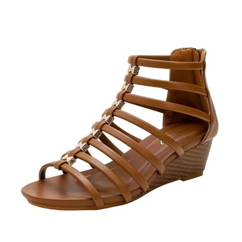 Snilers Womens Gladiator Wedge Sandals Open Toe Strappy Summer Roman