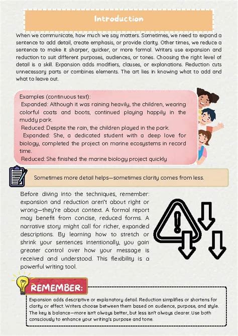 Expansion And Reduction Sentence Structure And Clarity By The English