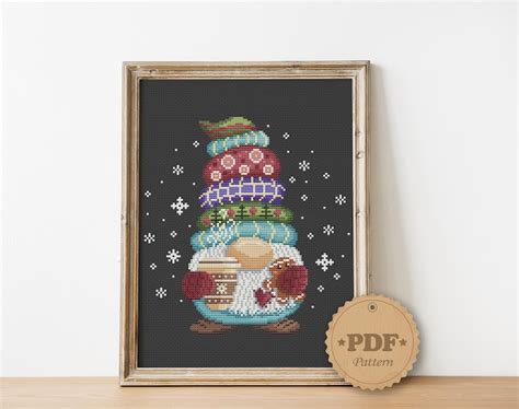 Christmas Gnomes Set Cross Stitch Pattern Pdf Cute Gnomes Etsy