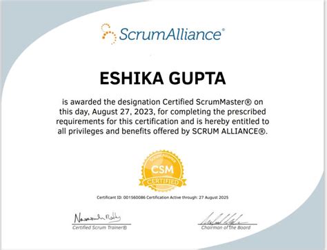 Eshika Gupta On Linkedin Csm Certified