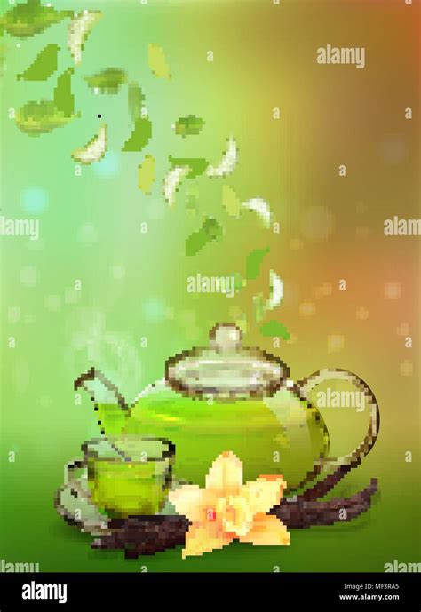 Tea Advertising Flyer Poster Or Banner Template Green Tea Ad With