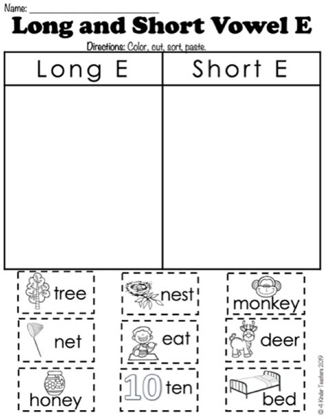 Short E And Long E Worksheets