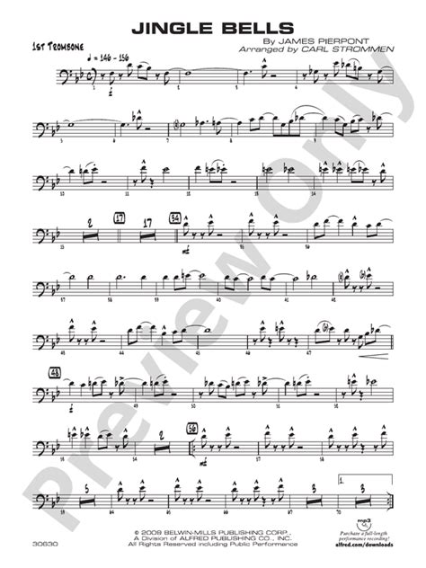 Jingle Bells 1st Trombone 1st Trombone Part Digital Sheet Music