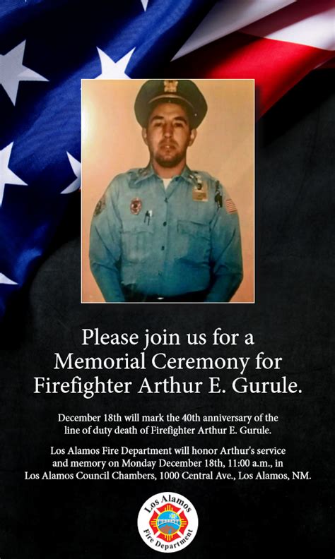 Lafd To Commemorate 40th Anniversary Of Firefighter Arthur E Gurule Line Of Duty Death Dec 18