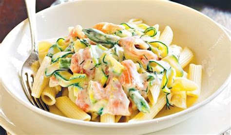 Pâtes au Saumon et Courgettes légères Plat et Recette