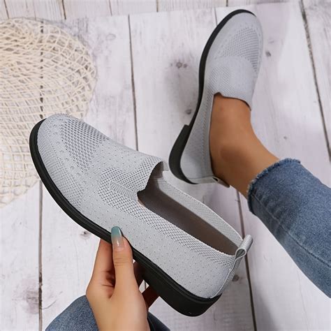 Womens Solid Flats Knit Lightweight Soft Sole Low Top Pull On