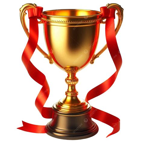 gold trophy with red ribbon png vector psd and clipart with