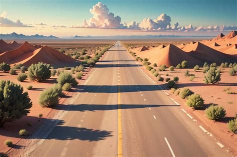 Premium Photo The Road Across The Desert Is A Desolate No Man Land