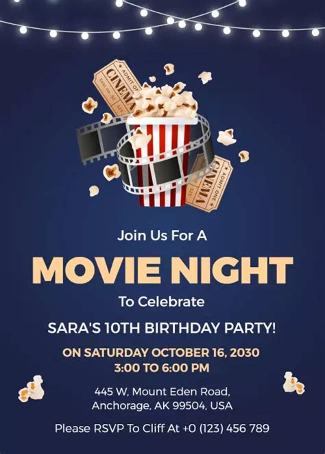 Movie Night Invitation Free Template Movie Night Birthday Party