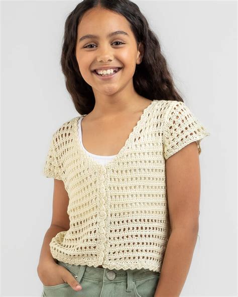 Shop Mooloola Girls Burleigh Crochet Top In Seashell Fast Shipping