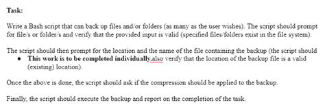 Solved Task Write A Bash Script That Can Back Up Files
