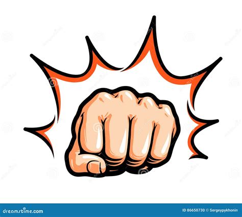 Hand Fist Punching Or Hitting Comic Pop Art Symbol Stock Vector