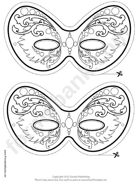 Mardi Gras Ornate Outline Mask Template Printable Pdf Download