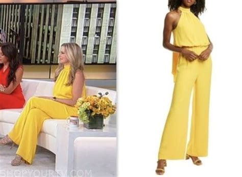 Outnumbered August 2023 Cheryl Casones Yellow Halter Neck Jumpsuit