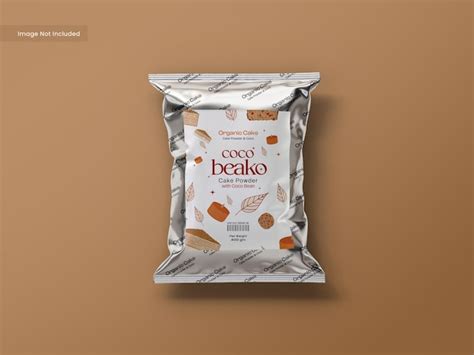 Premium Psd Glossy Foil Snack Packet Packaging Mockup