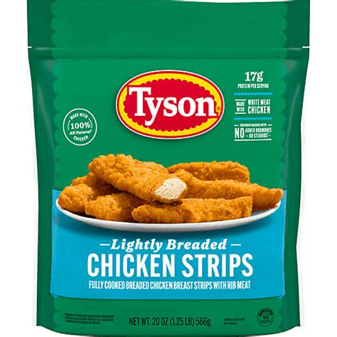 Tyson Lightly Breaded Frozen Chicken Strips 20 Oz Bag 20 Oz Frozen