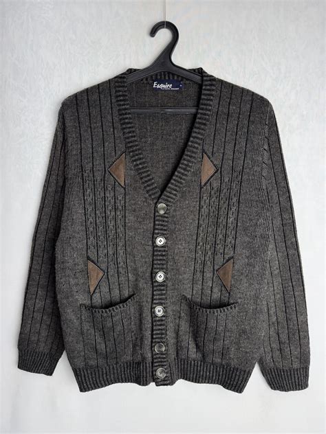 Vintage Mens Cardigan 90s V Neck Cardigan Grandpa Oldschool Knitwear