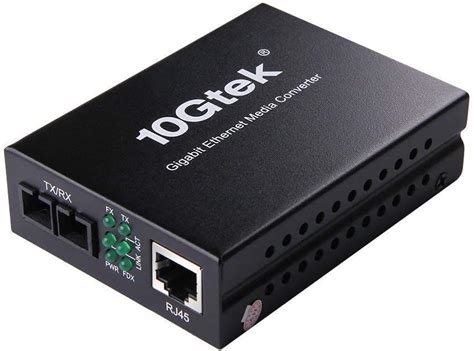 10gtek Gigabit Ethernet Media Converter Sc Monomodale 10 100 1000m Rj45 A 1000base Lx 1310nm