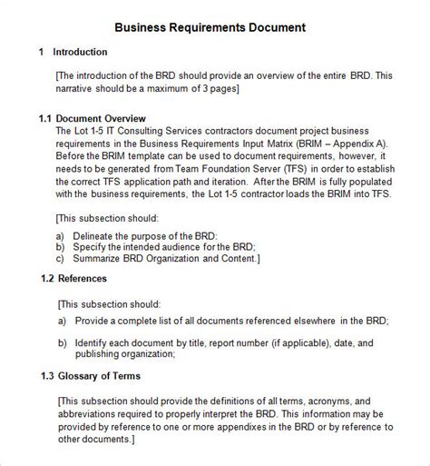 Free 11 Business Requirements Document Templates In Pdf Ms Word