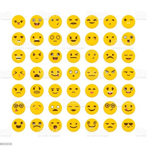 이모티콘 세트 귀여운 이모티콘 아이콘 플랫 디자인 아바타 감정에 대한 스톡 벡터 아트 및 기타 이미지 감정 귀여운 긍정적인 감정 표현 Istock