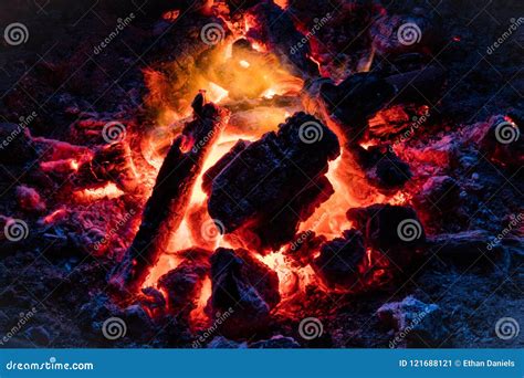 Colorful Campfire Burning Down To Hot Coals Stock Image Image Of Fire